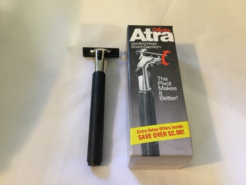 1 Vintage Gillette Atra Black Accent Razor Blade Handle NEW NEVER USED ...
