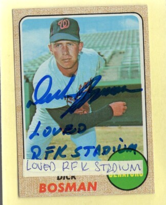 Autographed Dick Bosman Loved RFK Stadium added Topps Team card 1968 ...