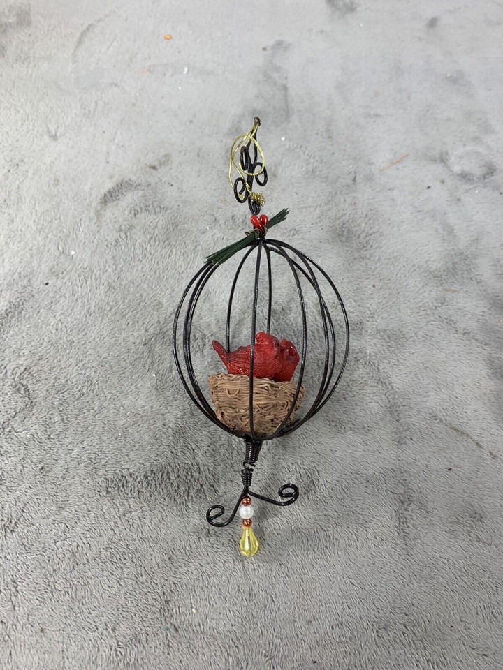 Red Bird Cardinal In Cage Ornament | eBay
