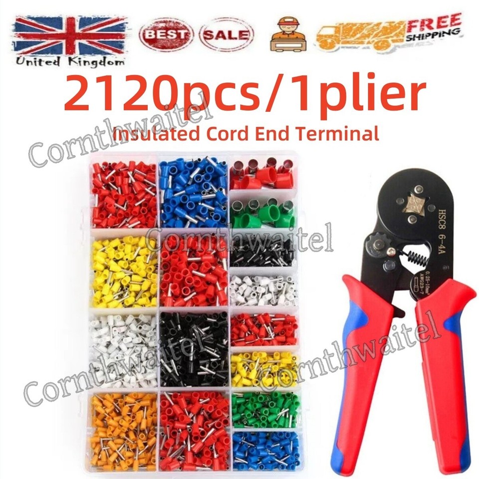 2120x Connector Cord Wire Crimp Cable Pin Bootlace Ferrule Terminals ...