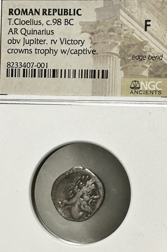 T. Cloelius AR Quinarius 98 BC Jupiter Victory Trophy Captive NGC F | eBay