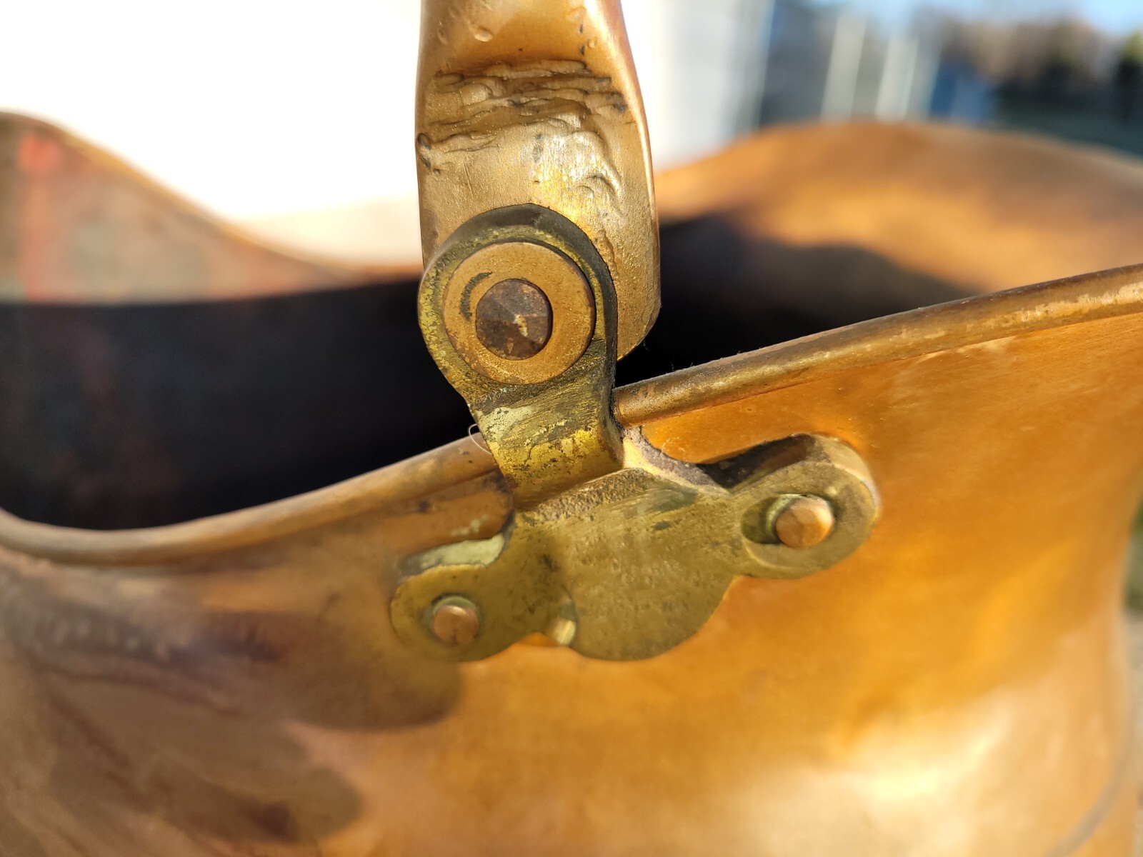 Copper Coal Helmet Scuttle Bucket Planter Pot Large brass 13" x 10" w ...