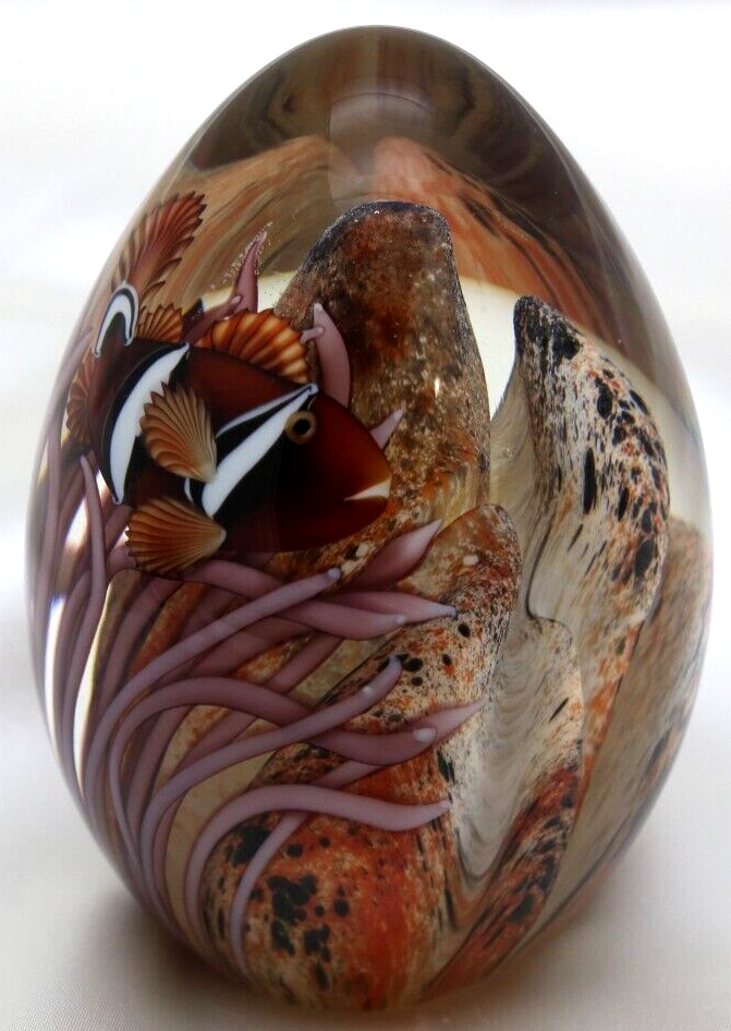 Charming ORIENT & FLUME Elliptical Clown Fish AQUARIUM Art Glass ...