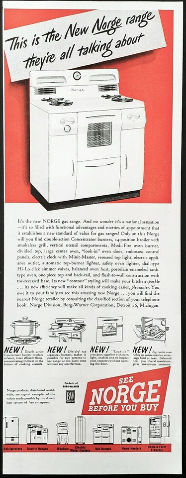 Norge range ad Monarch kitchen oven stove vintage 1948 2 original ...