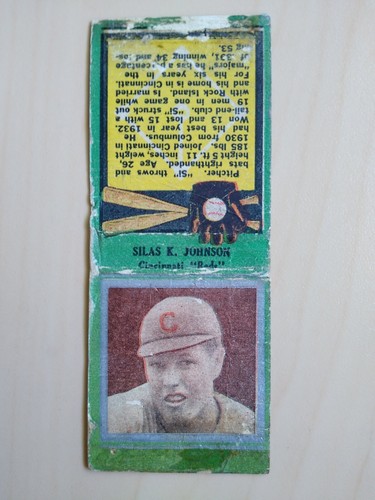 1934 Matchbook Cover First Baseball Silas K. Johnson Cincinnati Reds ...