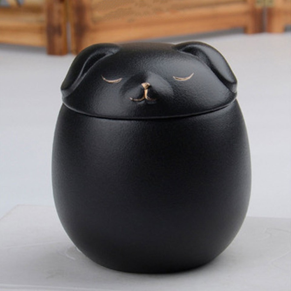 Lightweight Ceramic Dog Urn Black Small Pet Ashes Storage Box | eBay UK