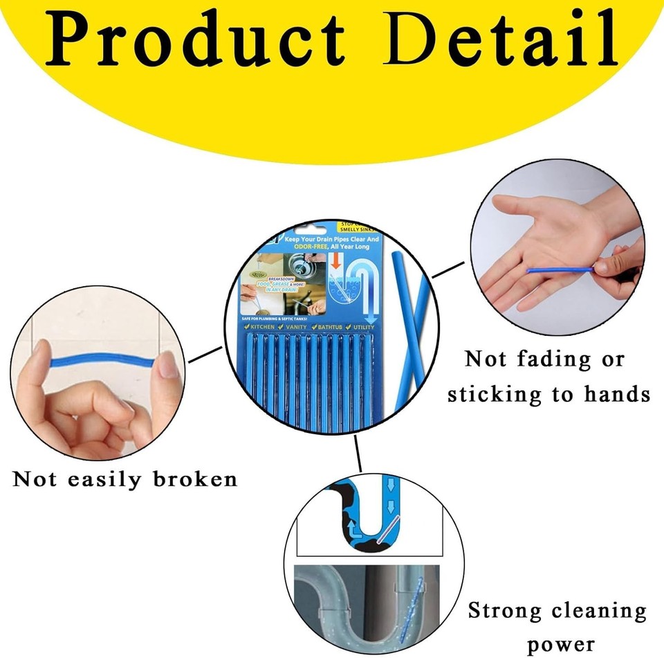 72Pcs Drain Sticks - Easy Flow Scented Sticks for Sink, Toilet, Kitchen ...
