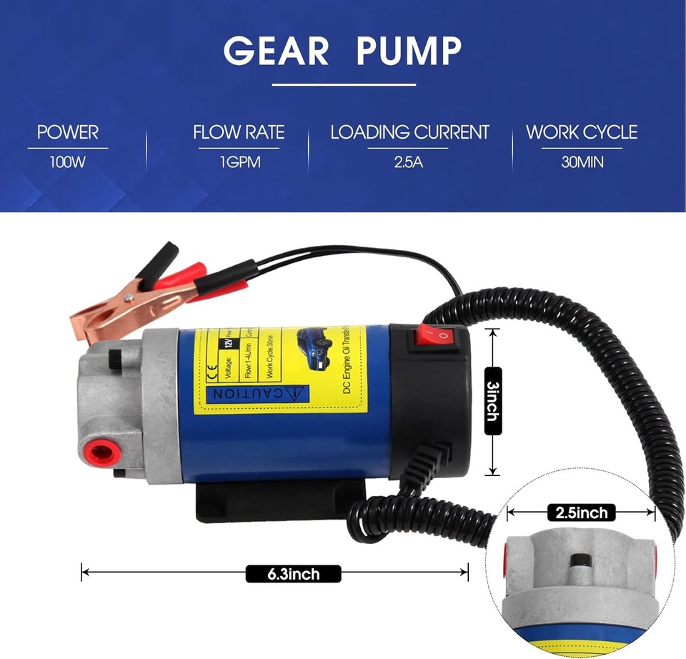 Engine Oil Pump, Portable Electric Self-Priming Motor Pump for Car ...
