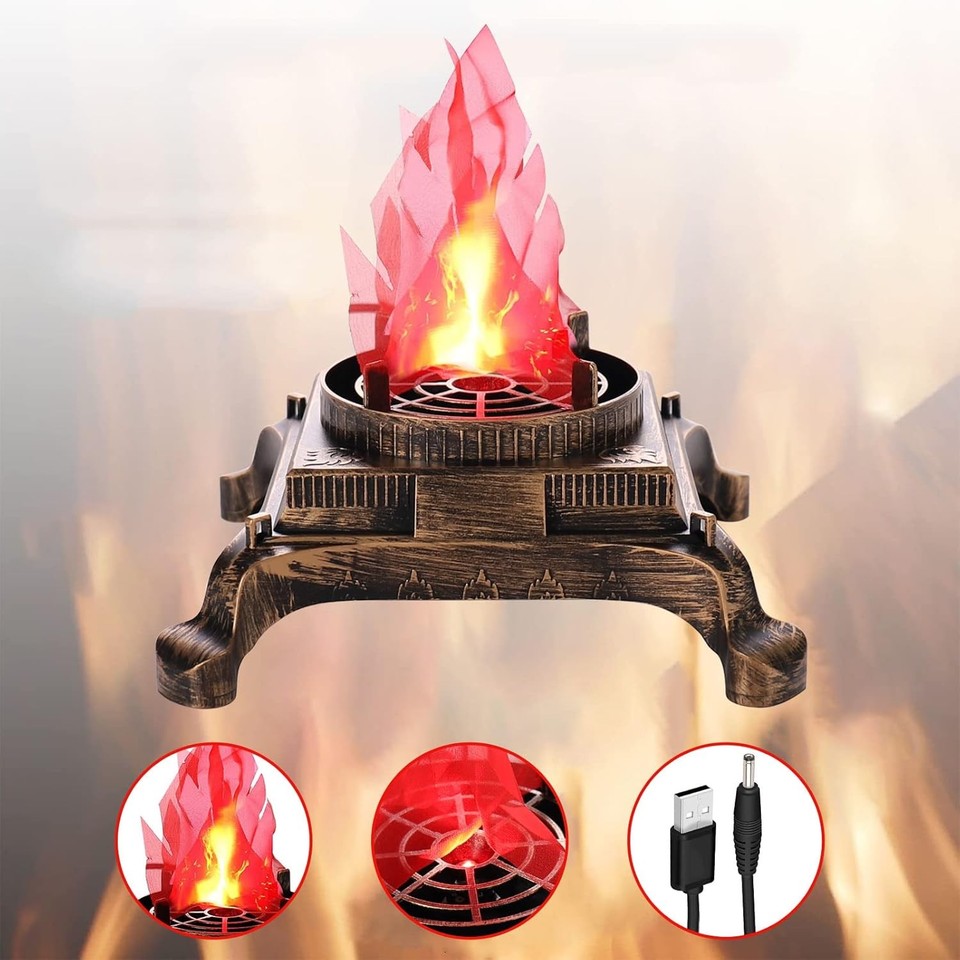 3W Prop Electric LED Fake Fire Flame Effect Light Artificial 3D ...