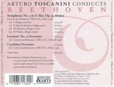 ARTURO TOSCANINI BEETHOVEN: SYMPHONY NO. 3; LEONORE OVERTURE NO. 3; CORIOLAN OVE 17685113420| eBay