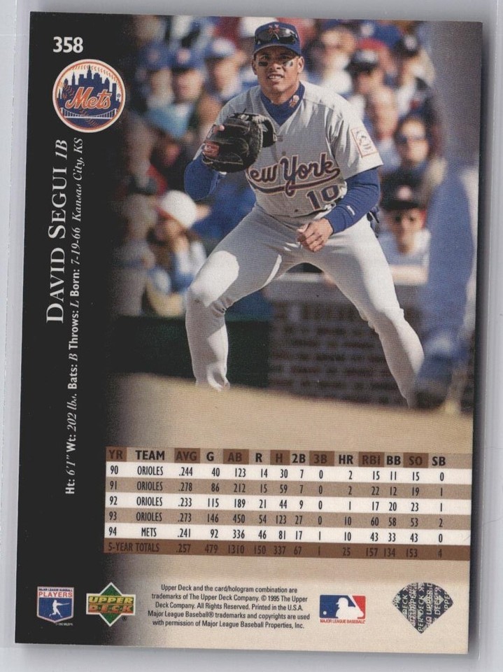 1995 Upper Deck New York Mets Baseball Card #358 David Segui | eBay