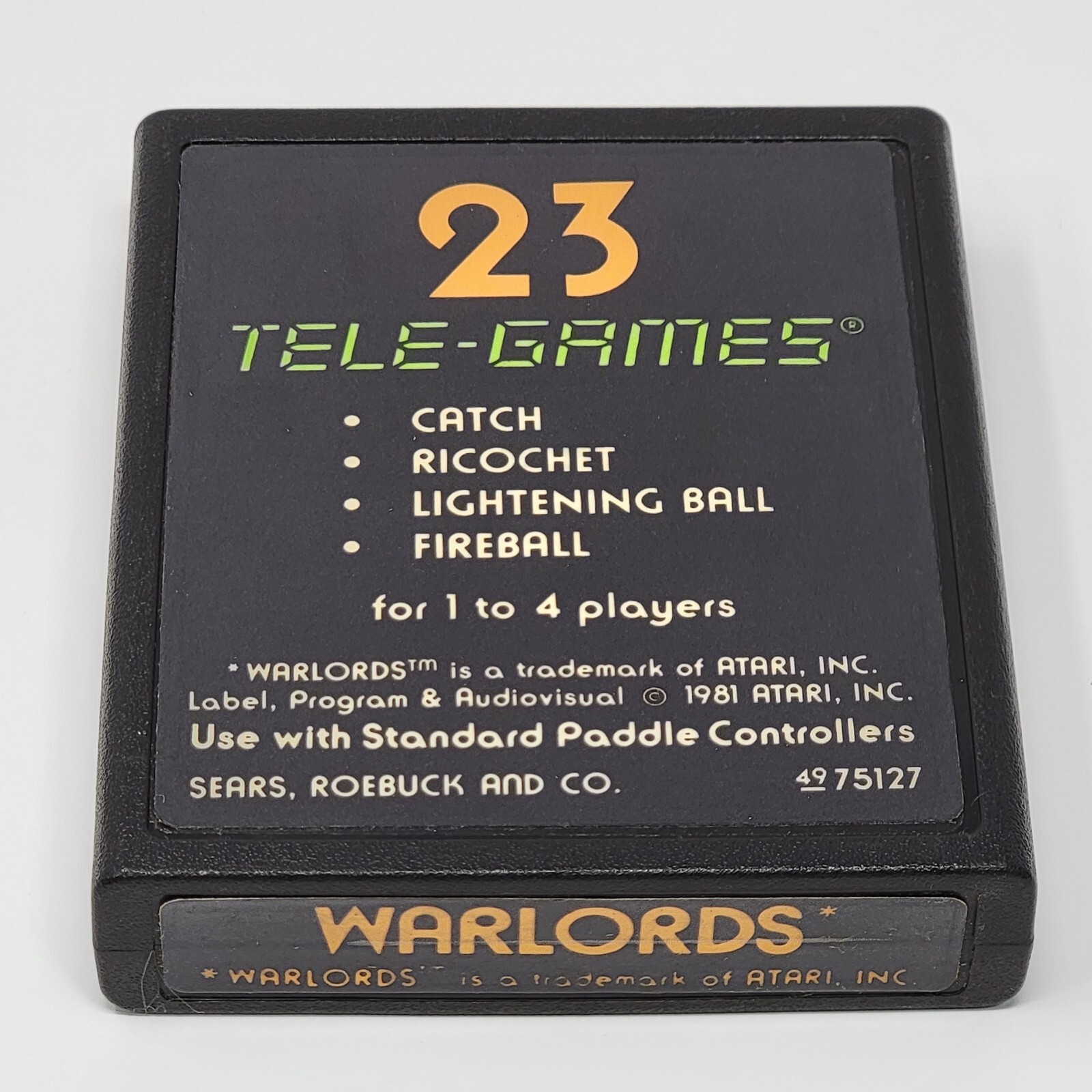 Warlords (Atari 2600) Cartridge Sears Tele-Games Text Label CLEANED ...
