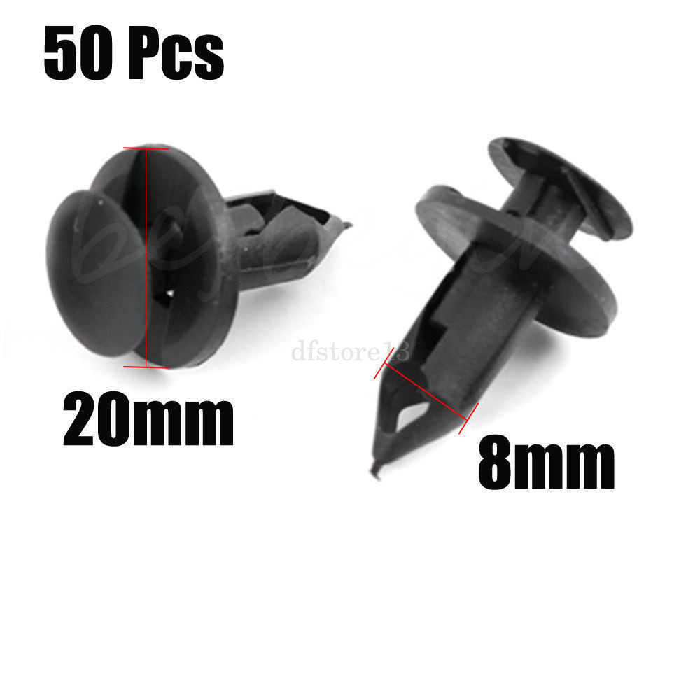50x 8mm Hole Plastic Rivets Fastener Push Clips Car Fender Trim for ...