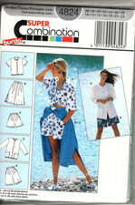 Burda Sewing Pattern 4824 Super Combo Wardrobe Skirt Tops Shorts Jacket ...
