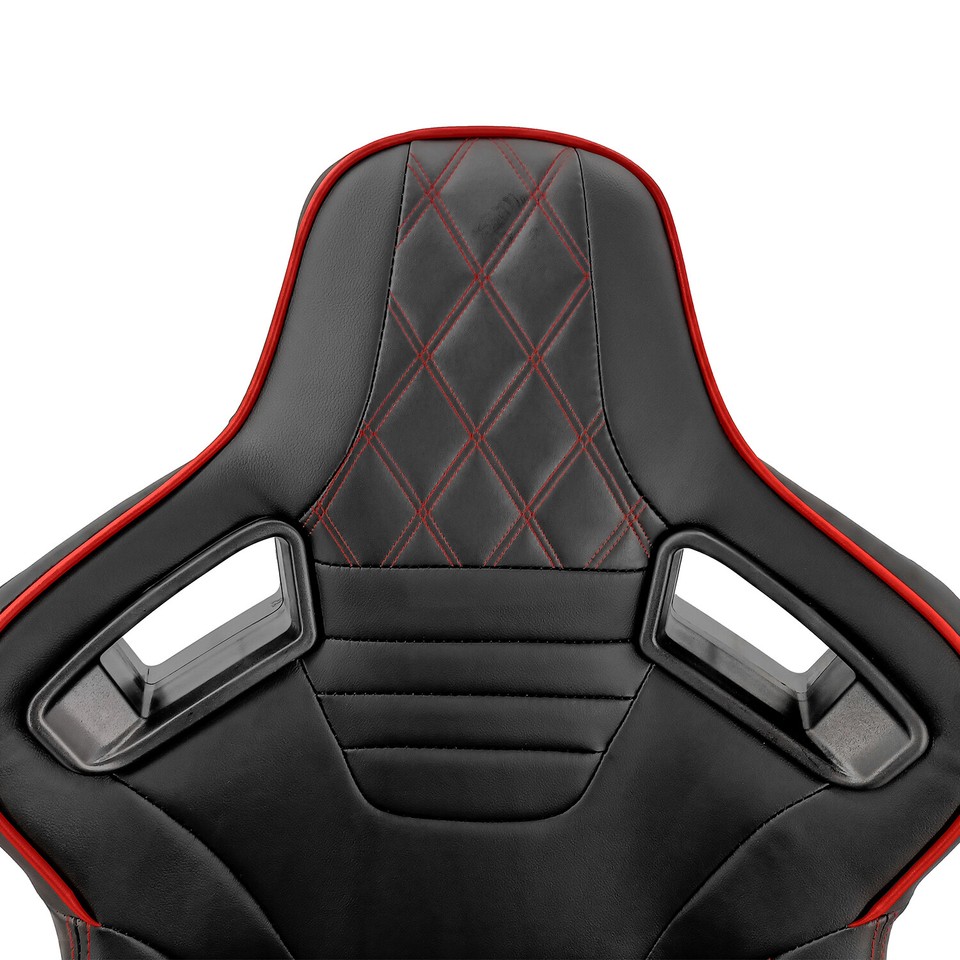 Black PVC Leather/Blue Strip/Red Stitch Left/Right Recaro Style Racing ...