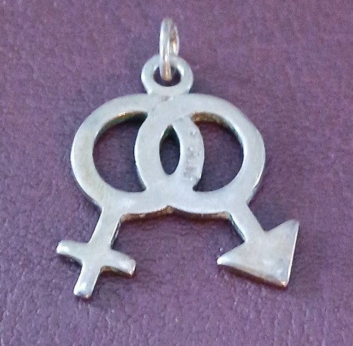 Vintage Pendant Male & Female Symbol Together Sterling Silver 1" Plus ...