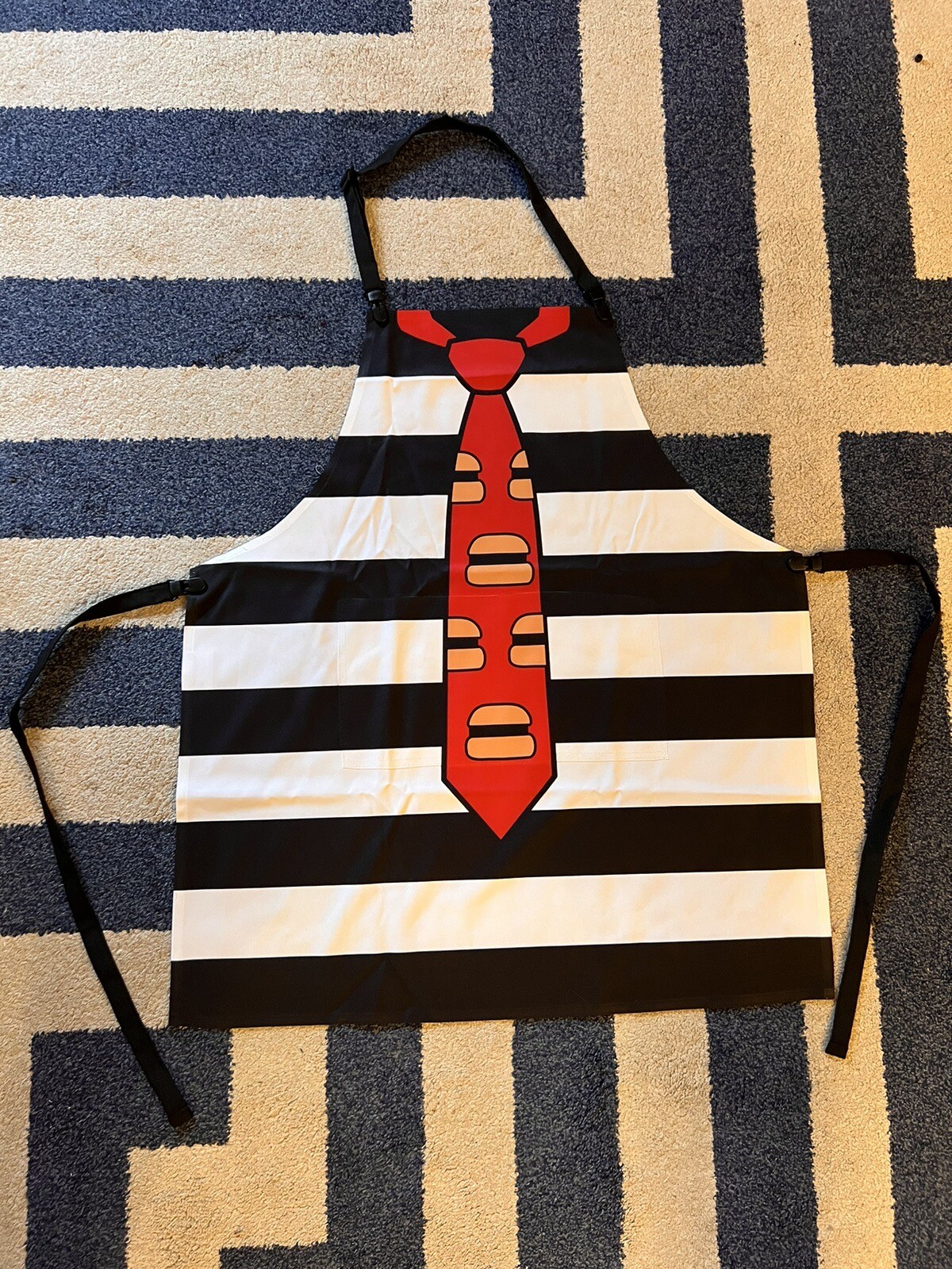 RARE Hamburglar Apron Black White Stripes McDonalds Hamburger Pocket ...