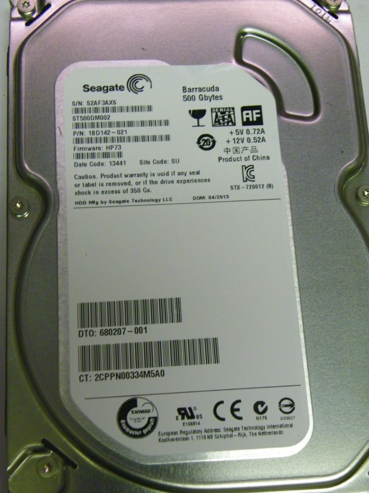 Seagate ST500DM002 P/N:1BD142-021 FW:HP73 500GB 3.5" SATA Hard Drive ...