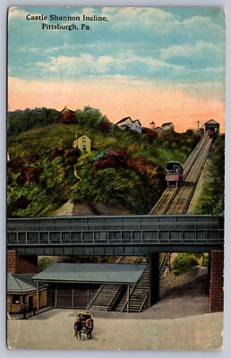 Postcard Pittsburgh PA Castle Shannon Incline 1916 | eBay