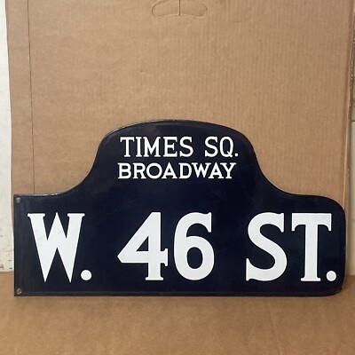 Original Antique Times Square Broadway W 46th Street Sign New York City ...