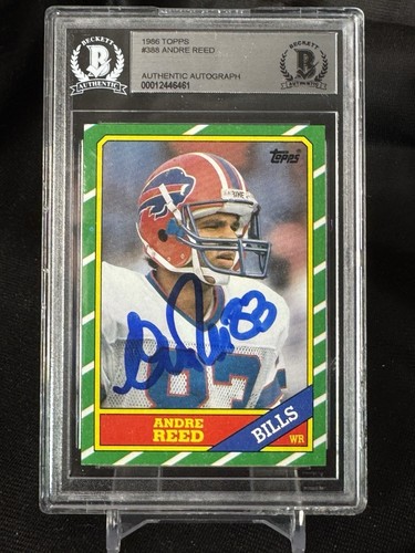 Andre Reed 1986 Topps #388 RC Rookie Beckett Auto Authenticated Buffalo ...