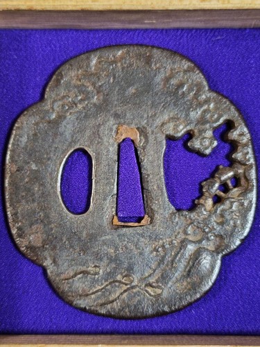 Antique Japanese Tsuba 19Th Century Edo Cloud Unique Engraving IRON ...