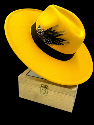 Luxury Fedora Hat - Black & Yellow - Elegant Design for Versatile Wear ...