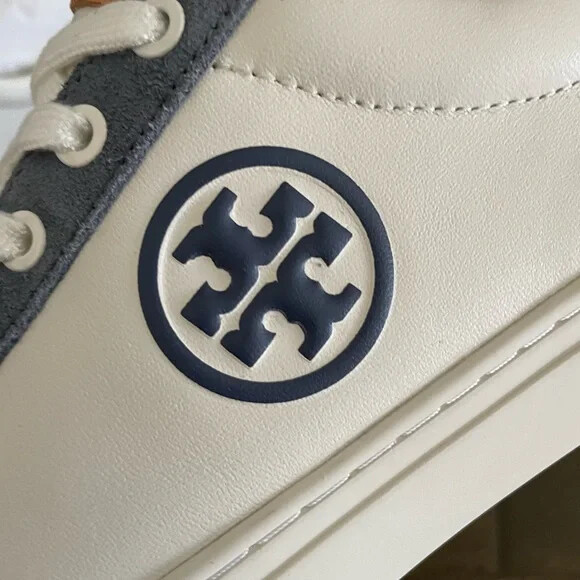 Tory Burch Color Block Signature T-Logo Leather Sneaker Shoes | eBay