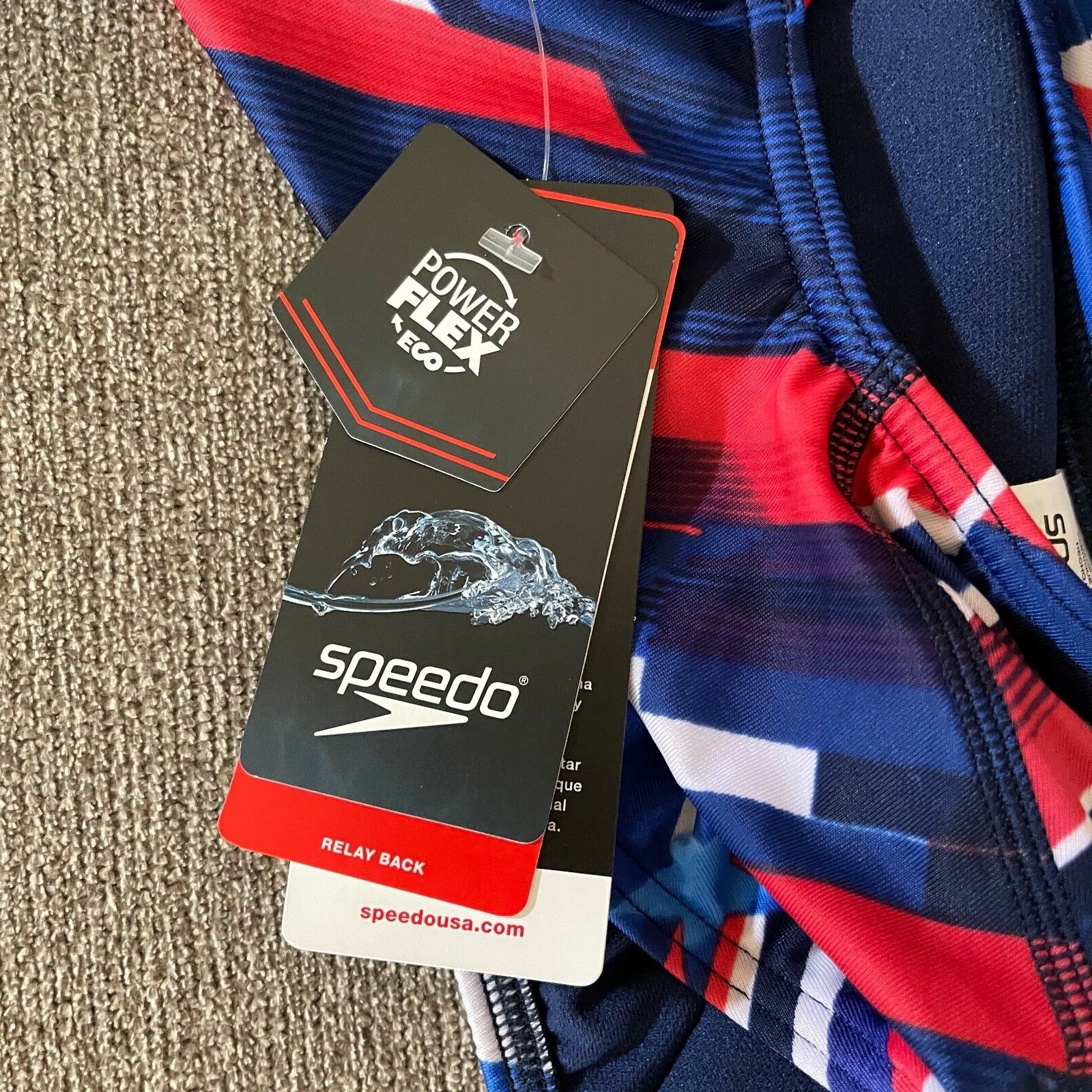 Speedo Women 8/34 Red White Blue One Piece Relay Back Black Power Flex ...