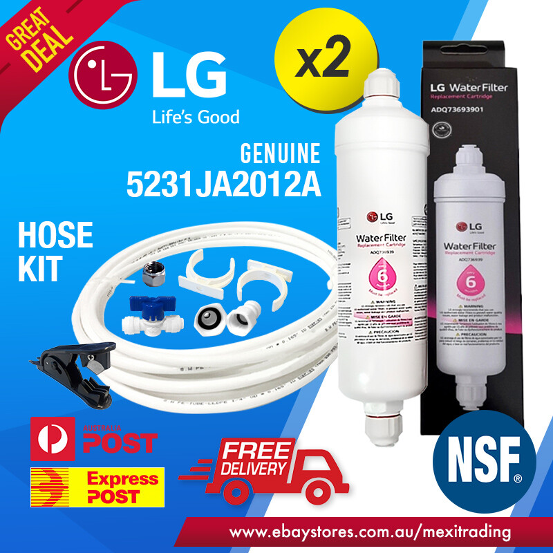 2X LG Fridge Water Valve Hose Connection with hose kit and filter set ...
