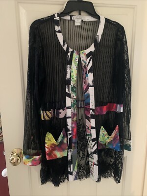 Mona Leah Couture Paris New York Kimono Lace Size XL Whimsical | eBay