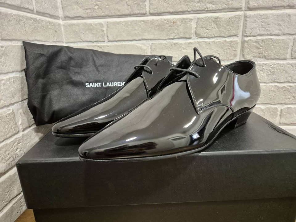 Authentic New Saint Laurent Paris YSL Noir Patent Leather Formal Shoes ...