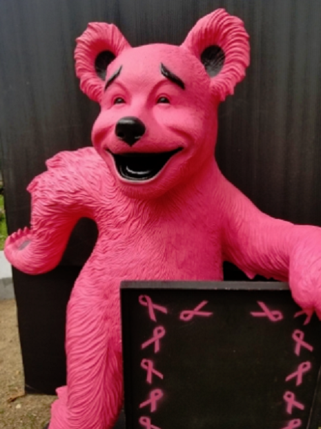 PINK BREAST CANCER AWARENESS BEAR ADVERTISING STATUE W/ SIGN *FREIGHT ...