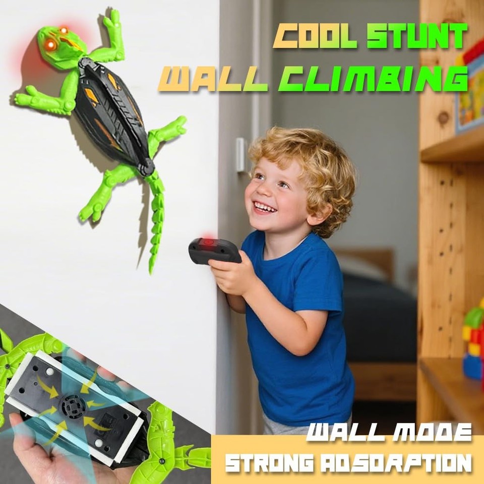 Wall Climbing RC Chameleon Toy for Kids, Rechargeable Remote Control ...