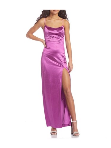 CITY STUDIO Womens Purple Open Back High Side Slit Dress 13 ...