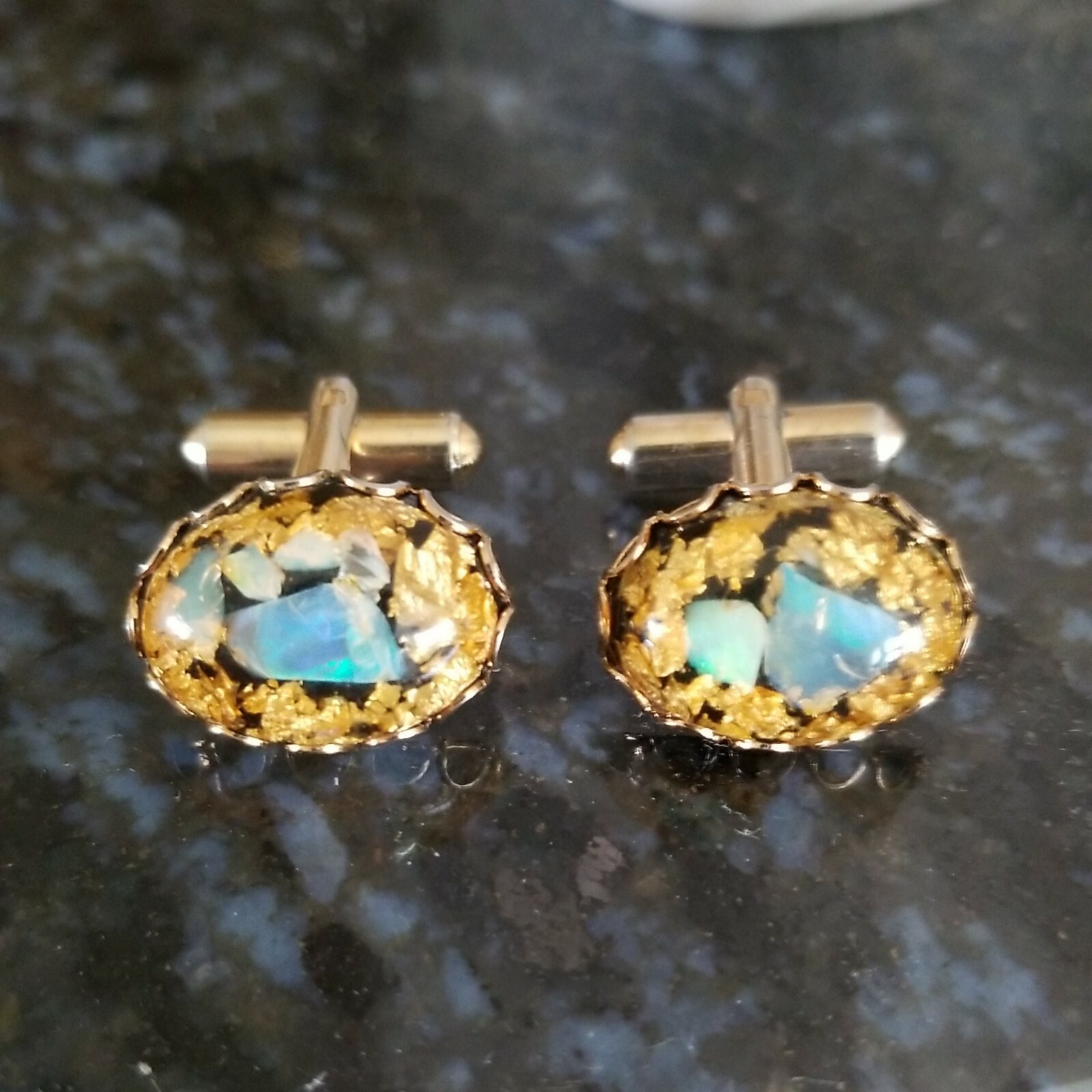 VINTAGE BRIGHT AUSTRALIAN FIRE OPALS & 24 K GOLD FLEC… - Gem