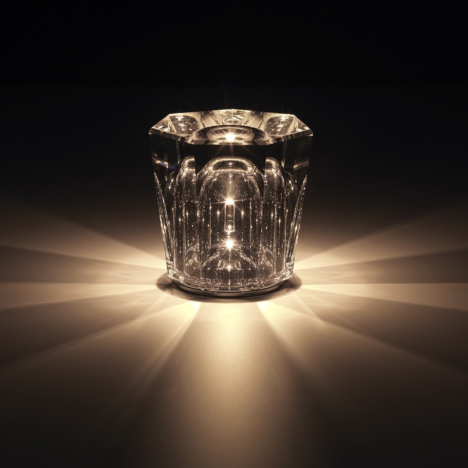 Ambientec Authentic Xtal Crystal Cordless LED Table Lamp Solid Glass ...