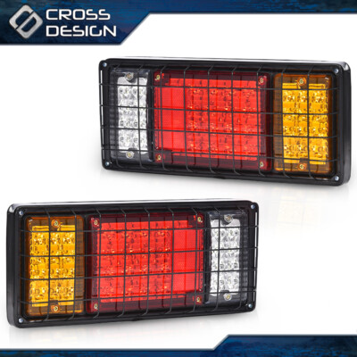 Pair 40 LED Tail Turn Signal Brake Reverse Lights 10-30V Truck Trailer ...