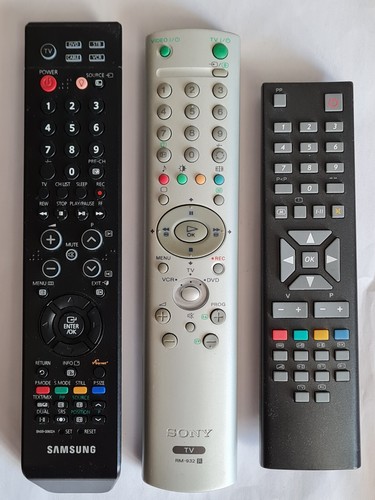 3 TV Remote Controls - Samsung BN59-00602A, Sony RM-932, Tevion/Medion ...