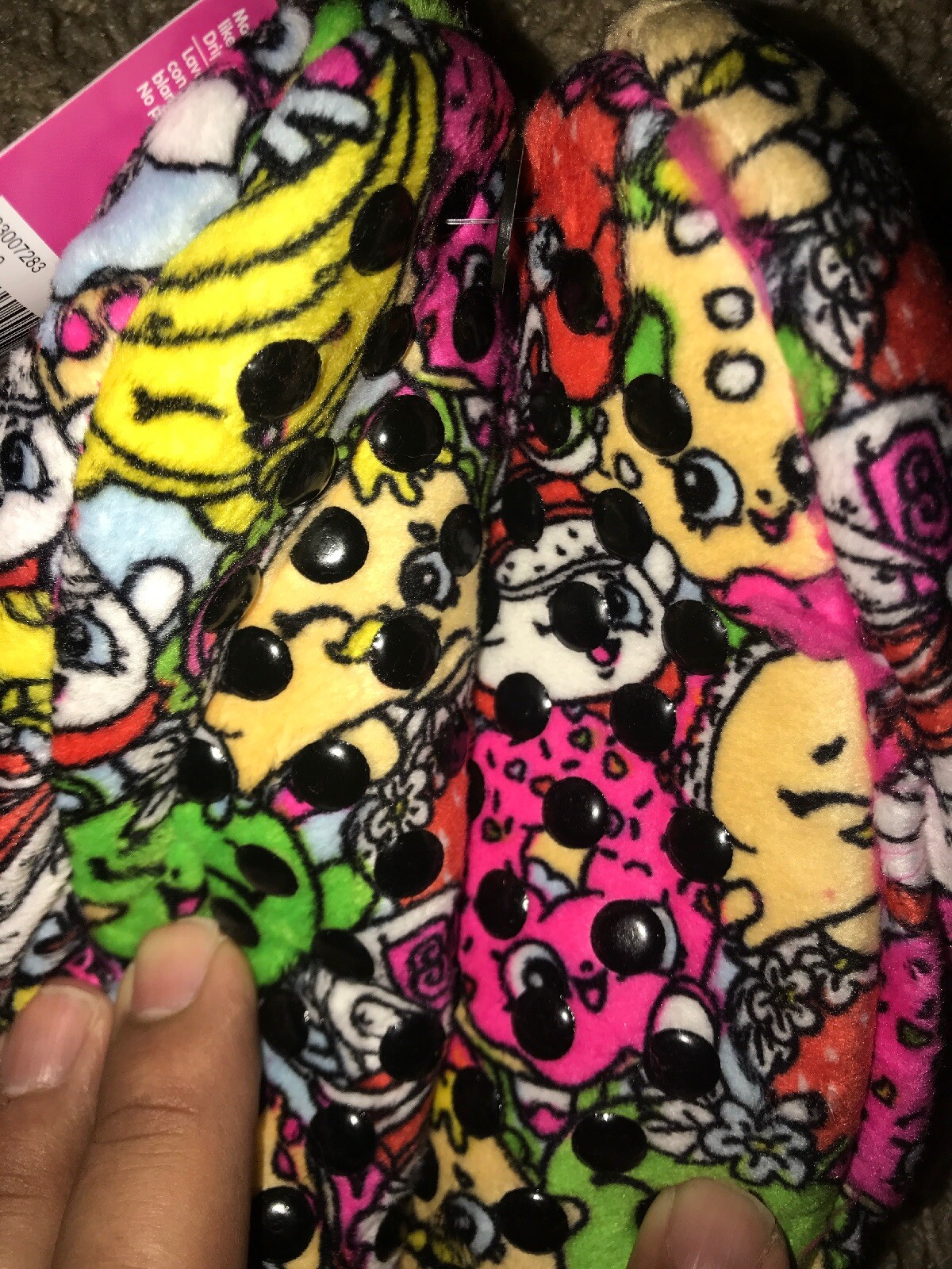 Shopkins Fuzzy Babba Slipper Socks Size S/M Pink 1 Pair Gripper Bottoms ...