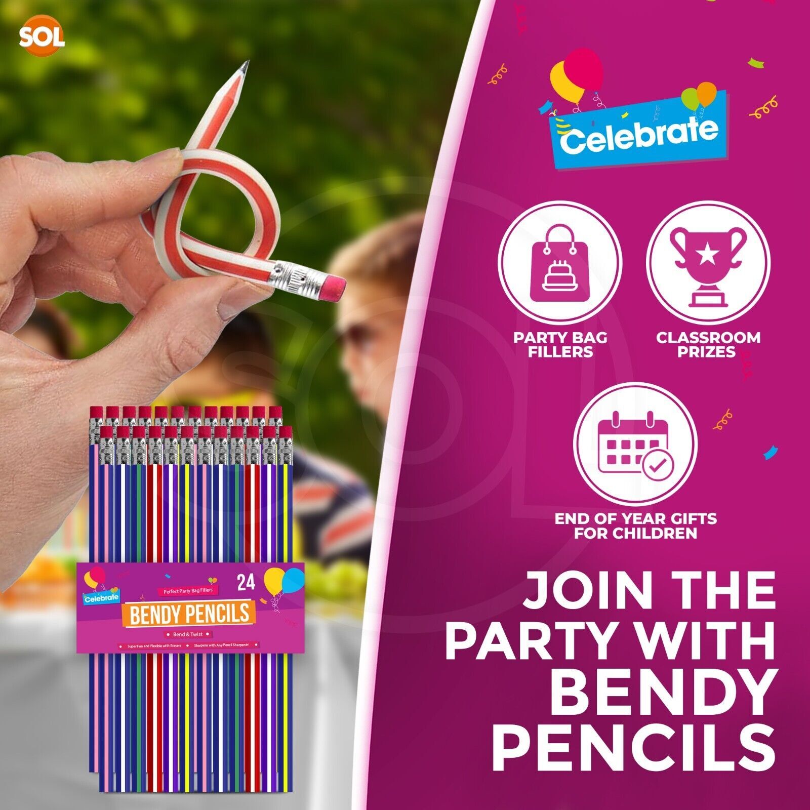 24-48 Soft Flexible Bendy Pencils with Erasers | Magic Bend Kids ...