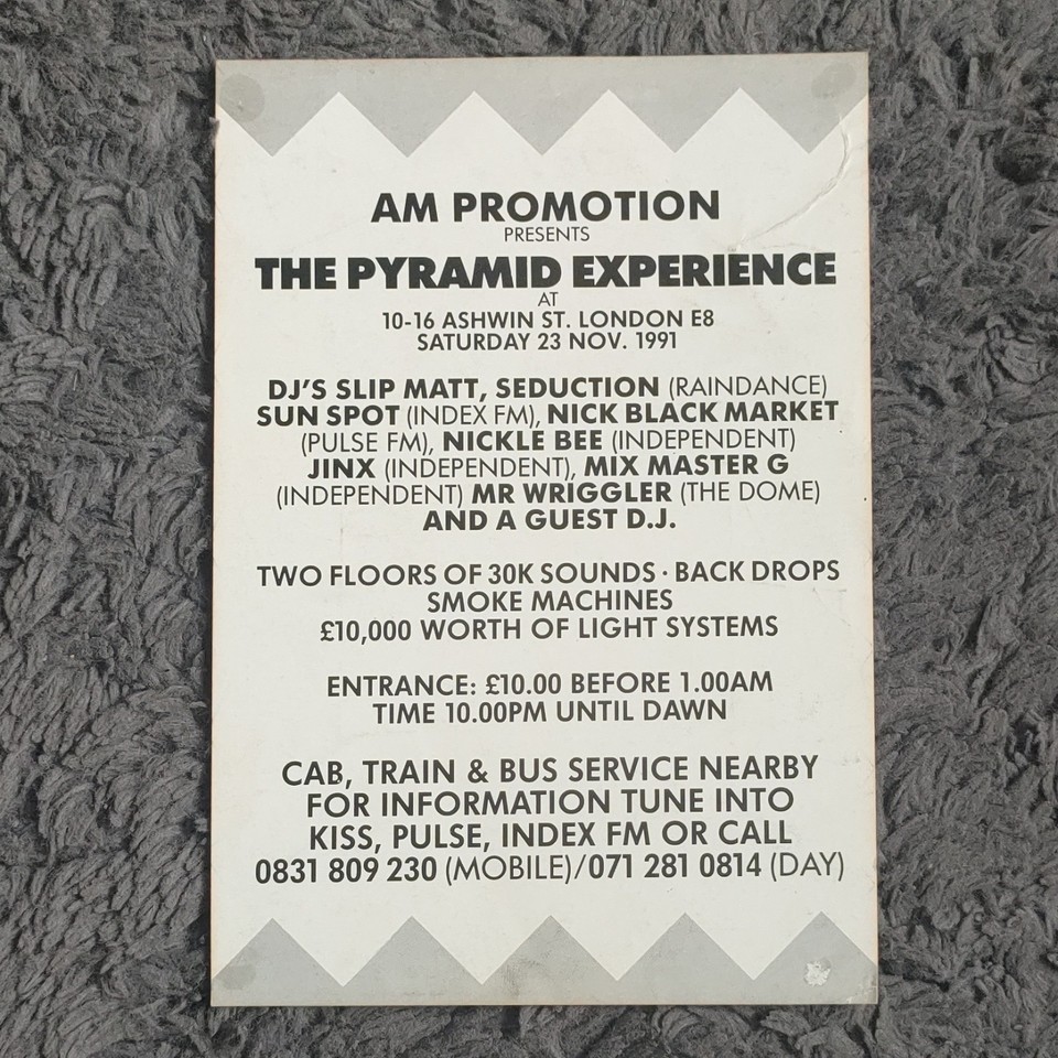 Rave Flyer - A5 - Pyramid Experience Ashwin St - Flyers, Acid House ...