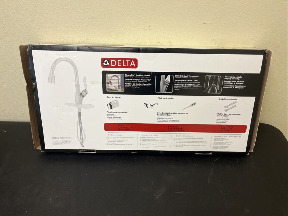 Delta Abbott Pull-Down Handle Stainless Steel Kitchen Faucet - 19830Z ...