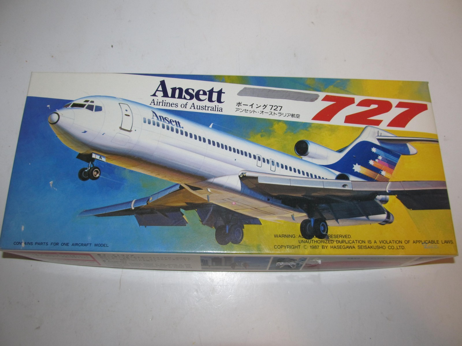 Vintage Hasegawa Ansett Australia Airlines 727 Model Airplane Scale 1/ ...