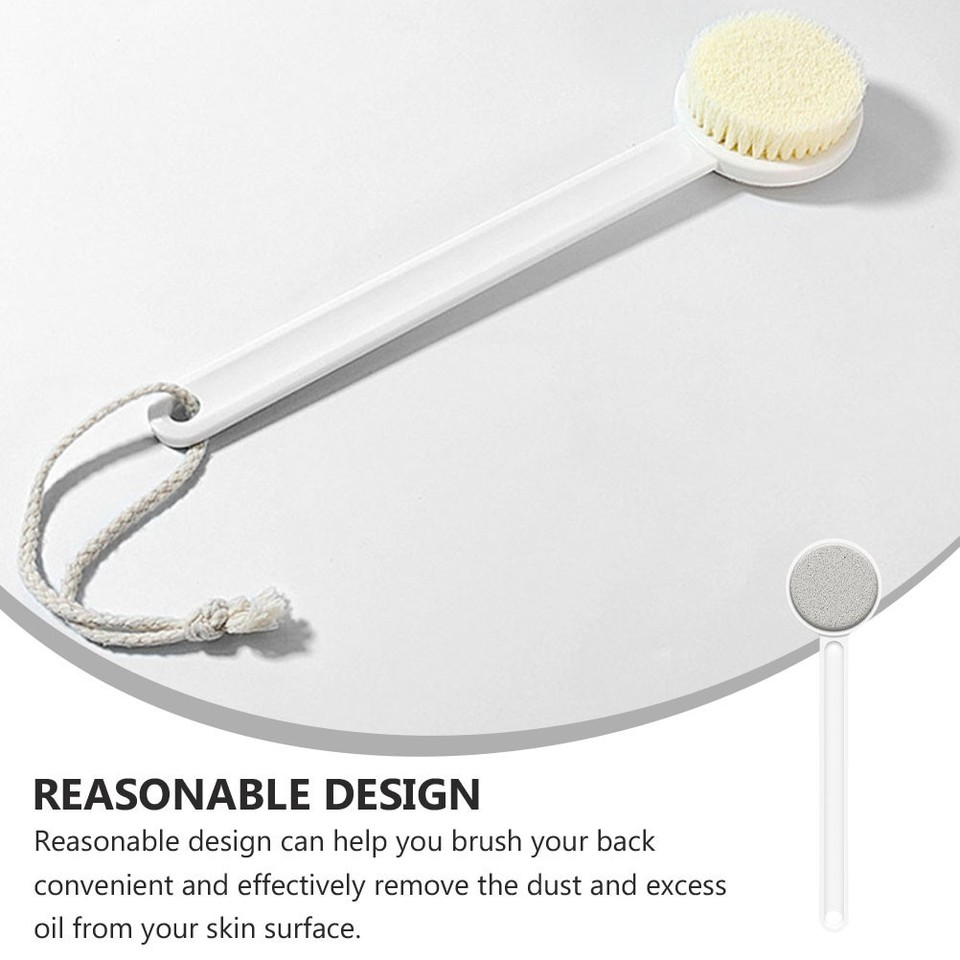 Practical Long Handle Double Sided Bath Brush Hair Rub Mud Brush (White ...