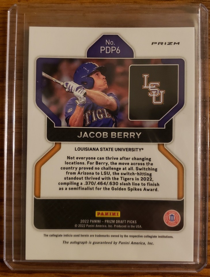 Jacob Berry 2022 Prizm Draft Picks Autograph Silver Prizm. 6th Overall ...