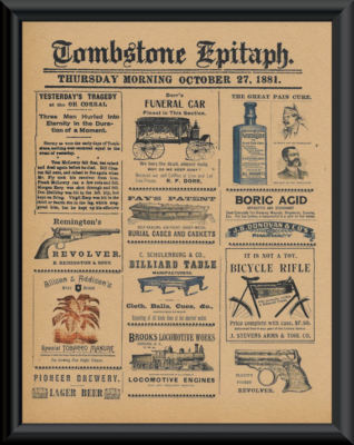 1881 Tombstone Arizona Epitaph Advertisements Reprint On 100 Year Old ...