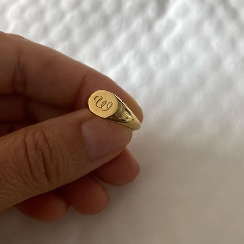 Fabulous Customized Initial Letter Engraved Small Signet Ring In 10K ...