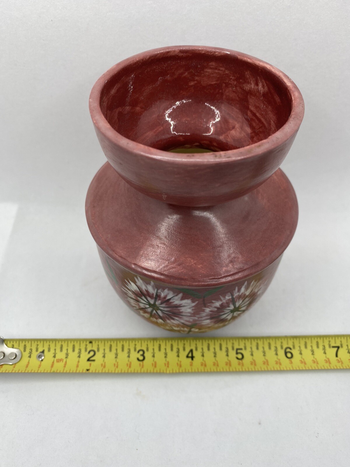 Vintage Handmade Handpainted Art Pottery Red Burgundy Vase By Ron 1975 ...