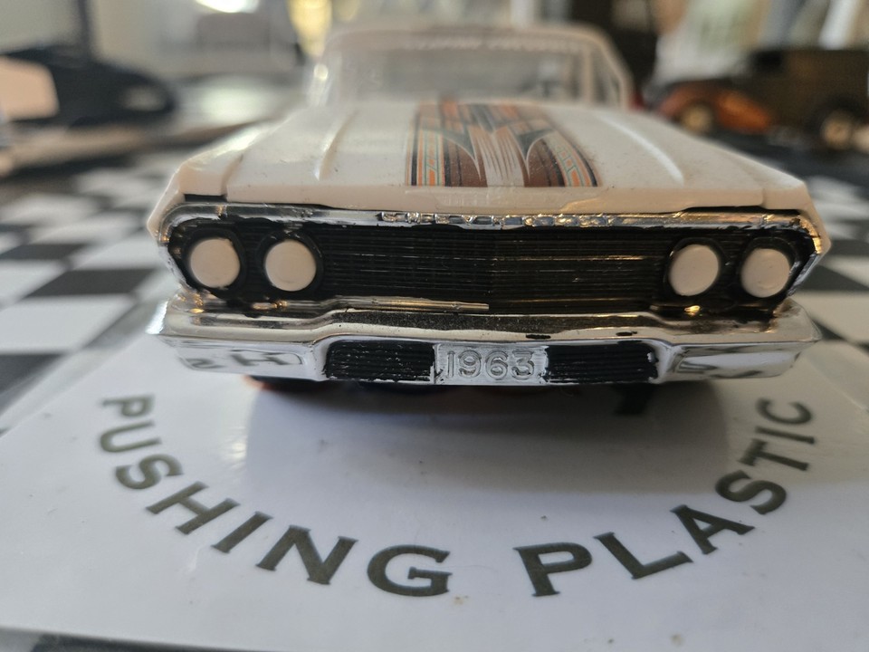 BUILT MODEL CAR VINTAGE AMT 63 IMPALA UNPAINTED OLDER BUILT PIECE BENT ...